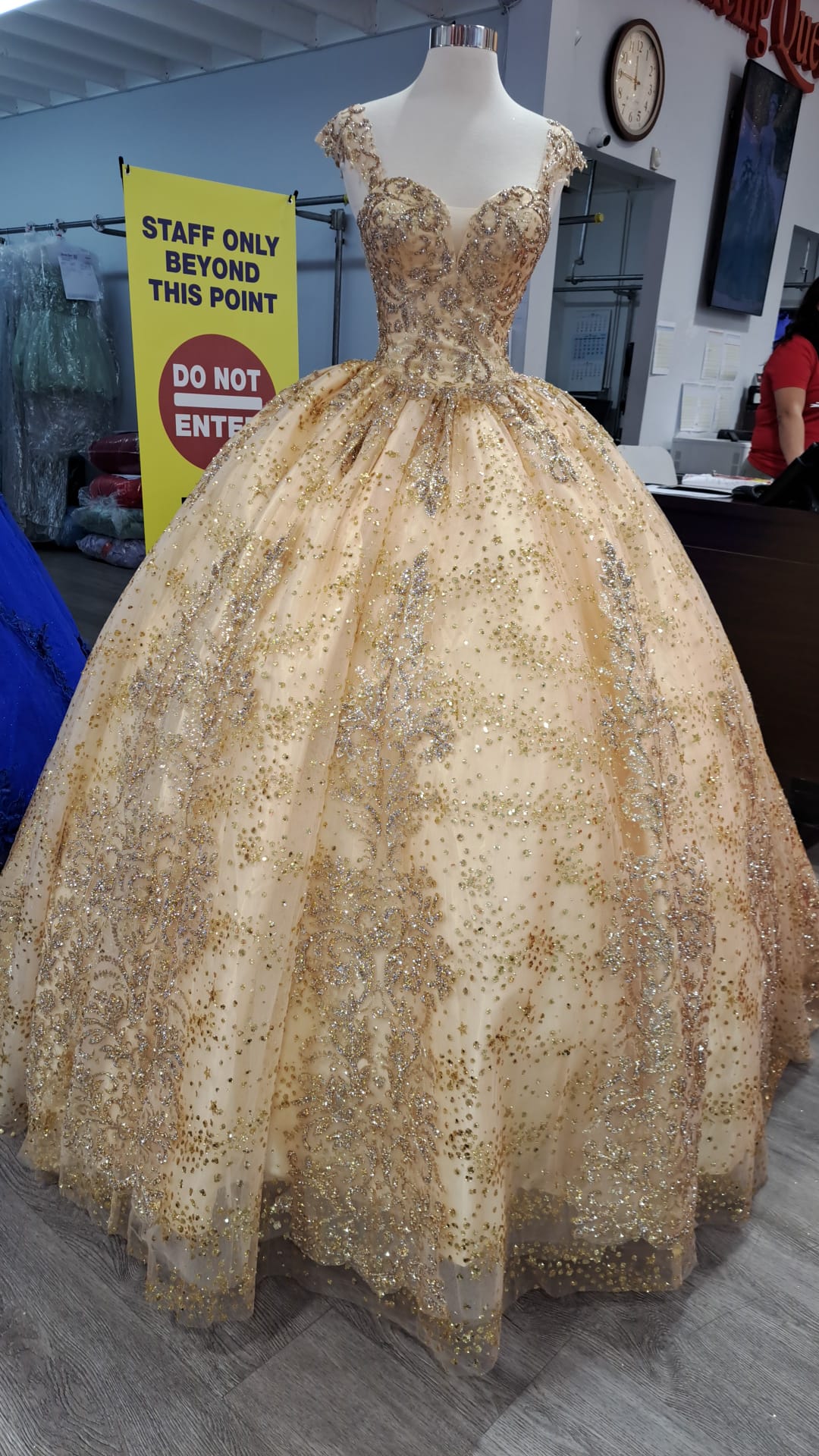 Dancing Queen Gold Quinceanera Dress W/ Glitter and Silver – sweet ...